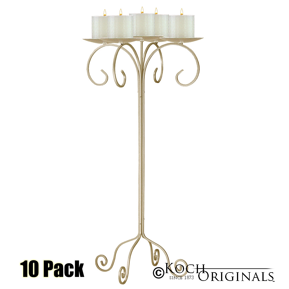 32'' Tall Tabletop Candelabra - Pillar Style - 10 Pack - Gold Leaf